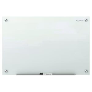 quartet magnetic glass dry erase white board, 8' x 4' whiteboard, infinity frameless mounting, white surface (g9648w-a)