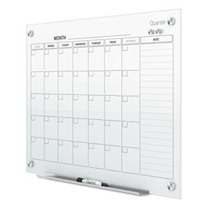 quartet whiteboard calendar, glass dry erase white board planner, 4' x 3', white surface, frameless, infinity (gc4836f)