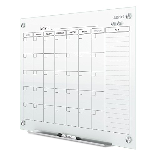 Quartet Whiteboard Calendar, Glass Dry Erase White Board Planner, 4' x 3', White Surface, Frameless, Infinity (GC4836F)