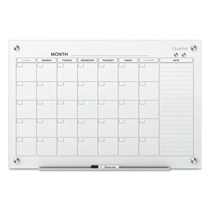 Quartet Whiteboard Calendar, Glass Dry Erase White Board Planner, 4' x 3', White Surface, Frameless, Infinity (GC4836F)