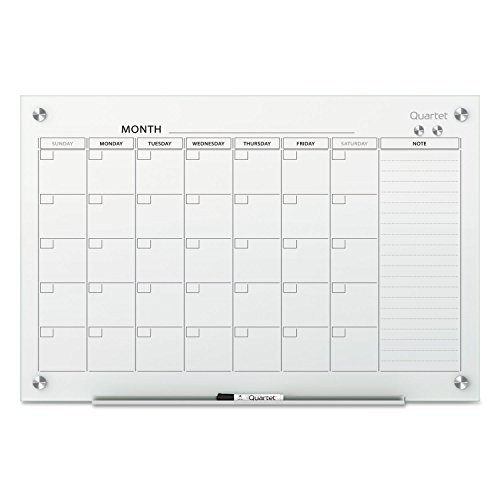 Quartet Whiteboard Calendar, Glass Dry Erase White Board Planner, 4' x 3', White Surface, Frameless, Infinity (GC4836F)