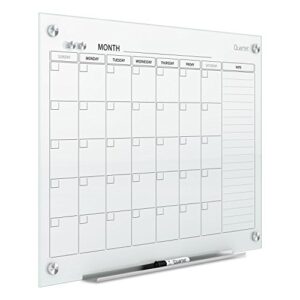 Quartet Whiteboard Calendar, Glass Dry Erase White Board Planner, 4' x 3', White Surface, Frameless, Infinity (GC4836F)