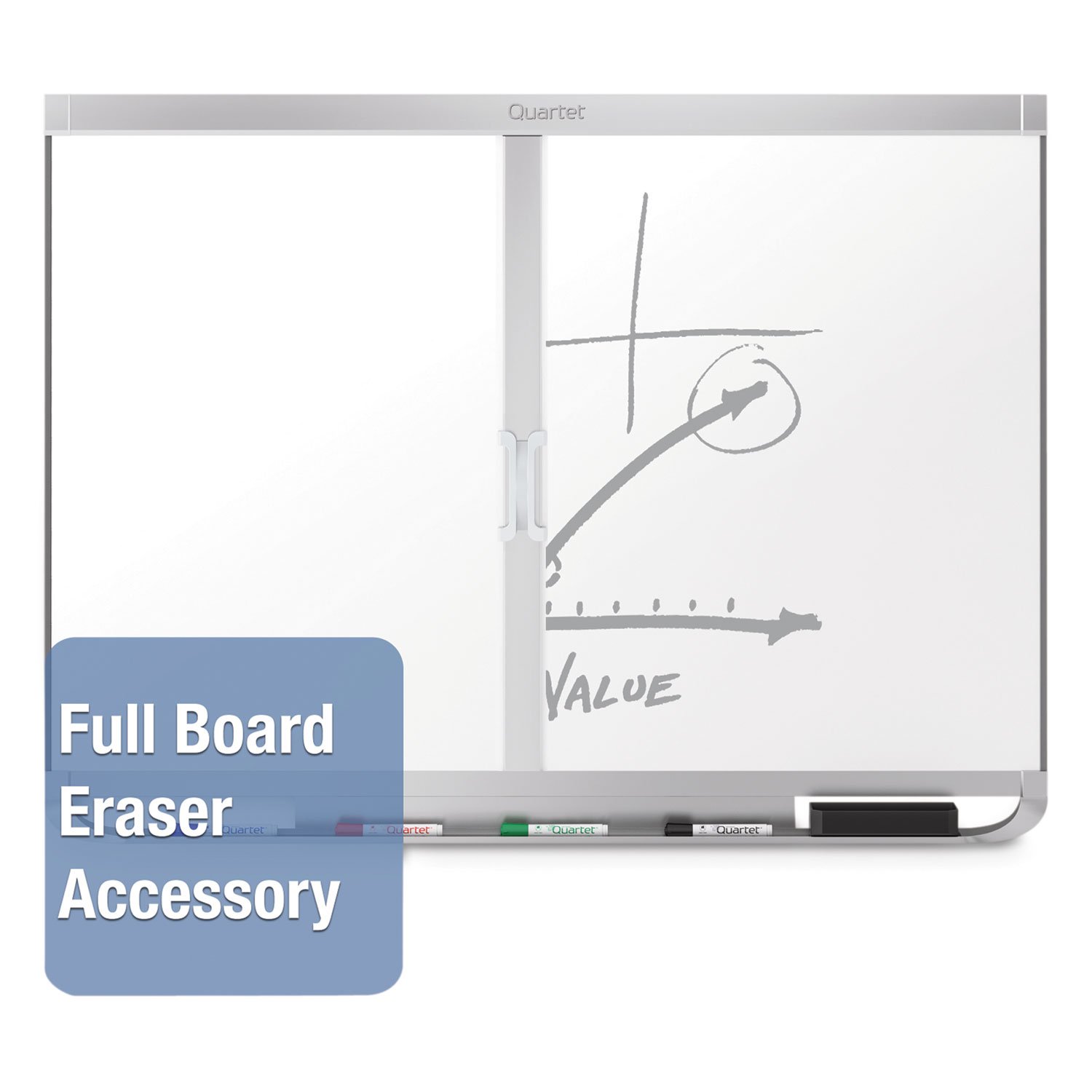 Quartet Magnetic Whiteboard, Porcelain, White Board, Dry Erase Board, 6' x 4', Aluminum Frame, Prestige 2 Duramax (P557AP2)