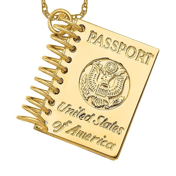 IceCarats 14K Yellow Gold Passport Necklace Charm Pendant Only