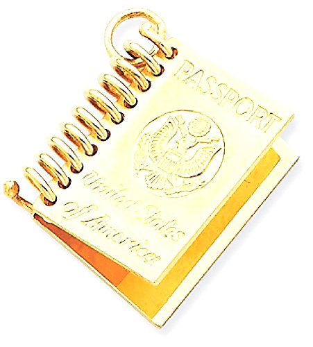 IceCarats 14K Yellow Gold Passport Necklace Charm Pendant Only