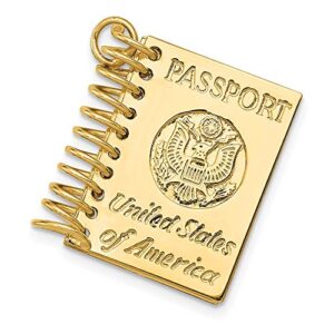 IceCarats 14K Yellow Gold Passport Necklace Charm Pendant Only