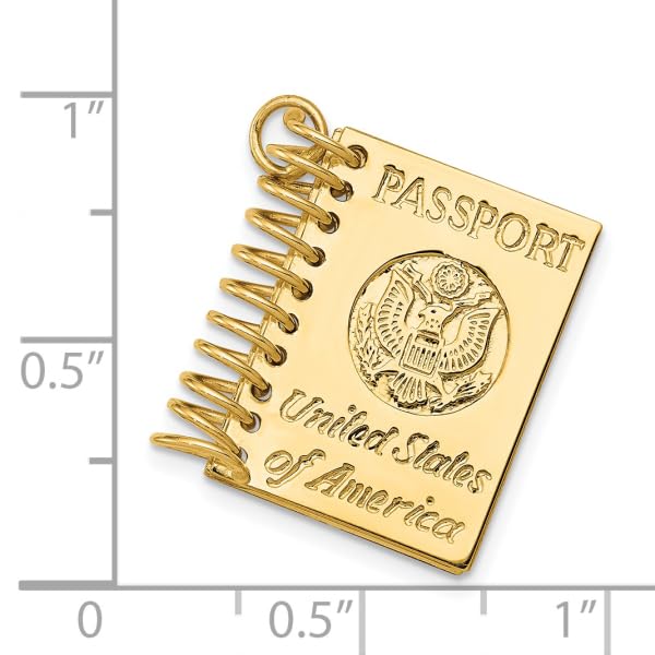 IceCarats 14K Yellow Gold Passport Necklace Charm Pendant Only