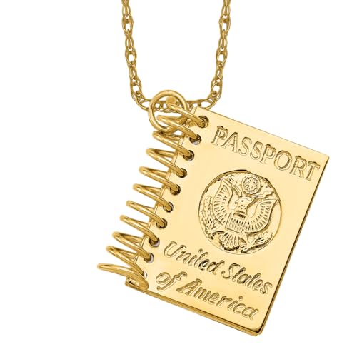 IceCarats 14K Yellow Gold Passport Necklace Charm Pendant Only