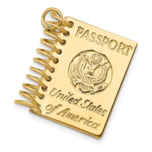 IceCarats 14K Yellow Gold Passport Necklace Charm Pendant Only