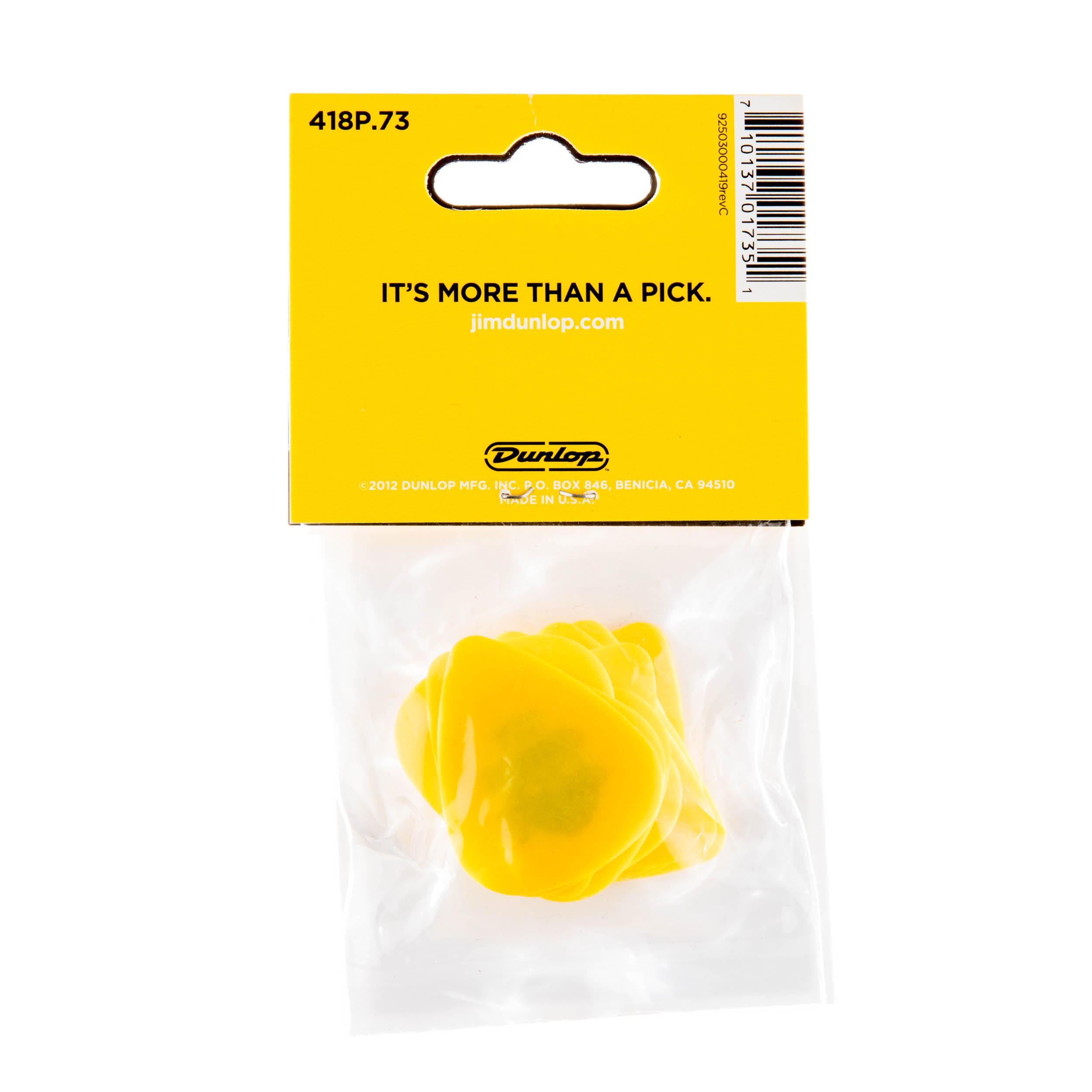 Dunlop Tortex Standard .73mm Yellow Guitar Pick, 12 Pack