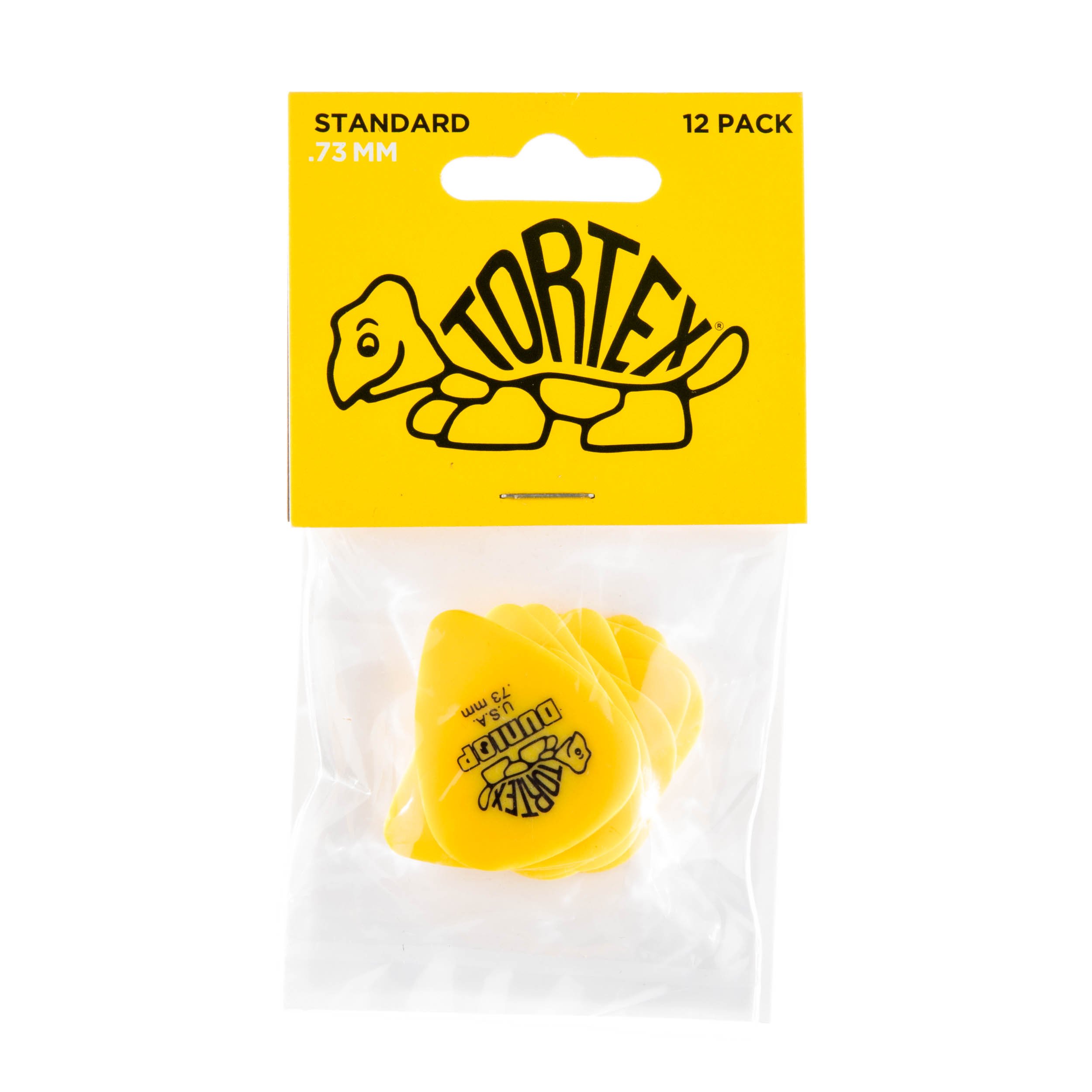 Dunlop Tortex Standard .73mm Yellow Guitar Pick, 12 Pack