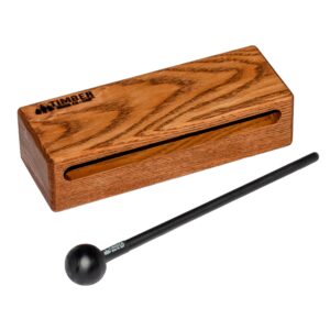 timber drum co. 7" wood block with mallet — made in u.s.a. — creates loud and resonant tone from handcrafted solid american hardwood, includes rubber feet, medium (t4-m)