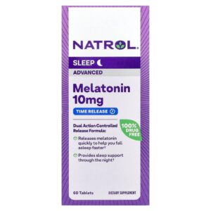 natrol advanced sleep melatonin tablets, maximum strength 10 mg 60 ea