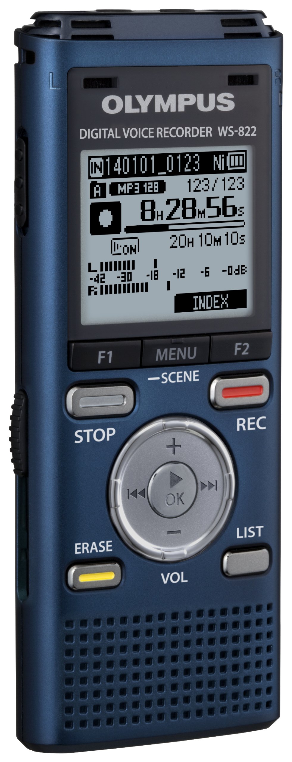 Olympus WS-822 Blue Voice Recorders with 4 GB Built-In-Memory