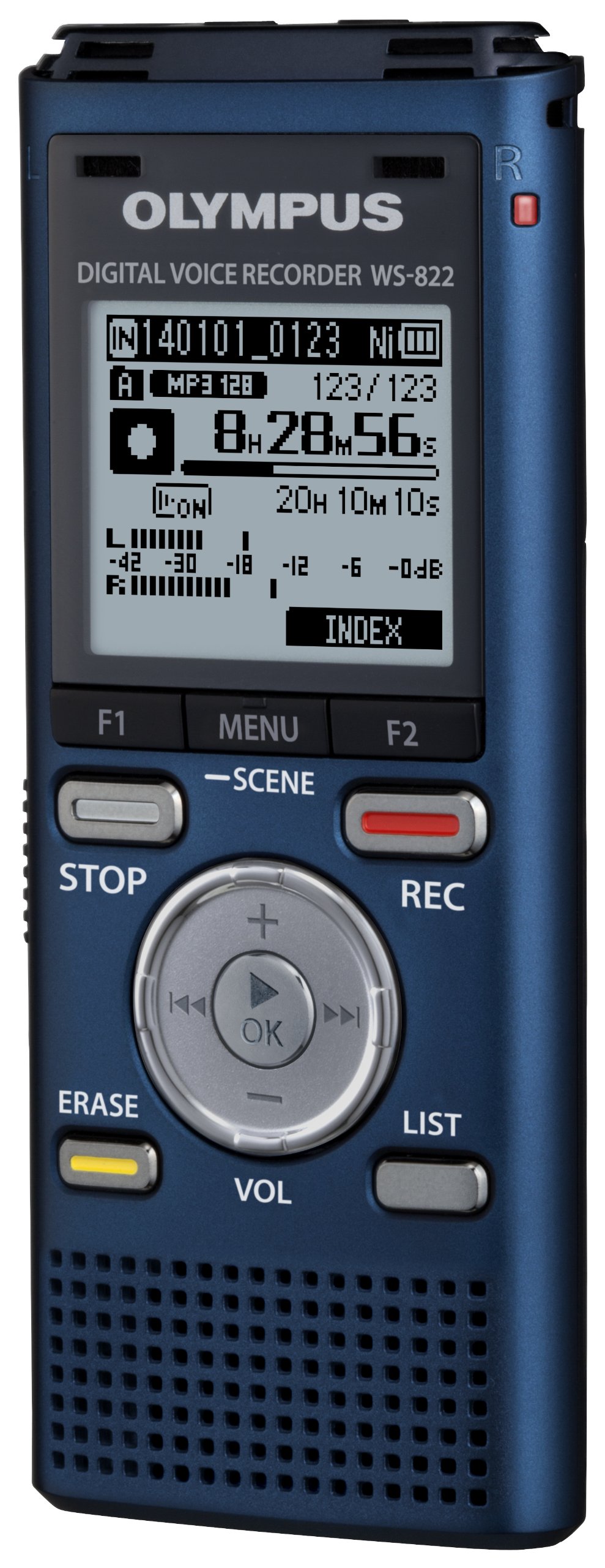 Olympus WS-822 Blue Voice Recorders with 4 GB Built-In-Memory