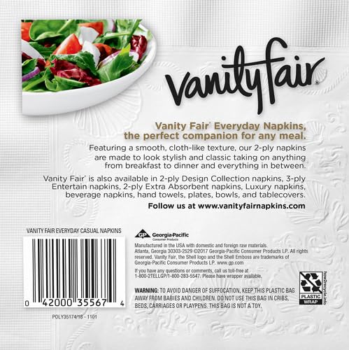 Vanity Fair Everyday Paper Napkins, 150 Count, Disposable Napkins Made Soft And Smooth For Everyday Meals