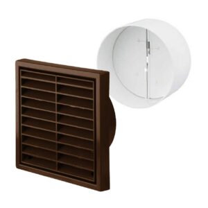 brown square louvre extractor air vent & back draught ducting shutter