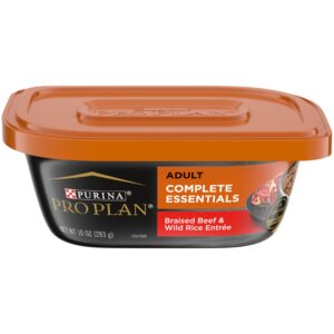 purina pro plan high protein dog food wet, braised beef and wild rice entree - (8) 10 oz. tubs