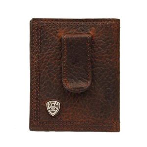 ariat men's rowdy wallets bifold money, brown, one size