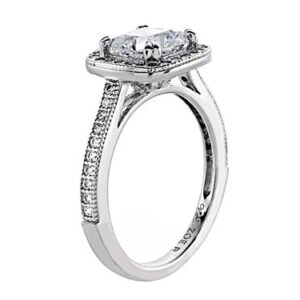 Zoe R Sterling Silver Micro Pave Hand Set Cubic Zirconia Halo 6mm Cushion-Cut Center Wedding Set Size 9.5