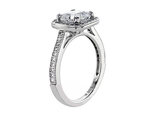 Zoe R Sterling Silver Micro Pave Hand Set Cubic Zirconia Halo 6mm Cushion-Cut Center Wedding Set Size 9.5