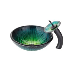 kraus c-gv-391-19mm-10orb nei glass vessel sink and waterfall faucet oil rubbed bronze