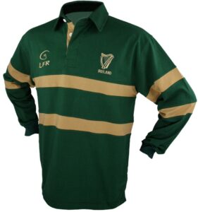 men's irish harp rugby shirt, small, green