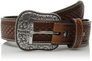 ariat men's basket concho ribbon inlay natural, 42