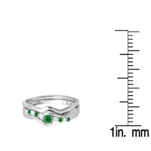 Dazzlingrock Collection 10K Emerald & White Diamond Bridal Promise Engagement Ring Set, White Gold, Size 7