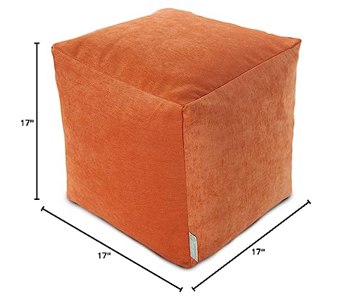 Majestic Home Goods Orange Villa Indoor Bean Bag Ottoman Pouf Cube 17" L x 17" W x 17" H