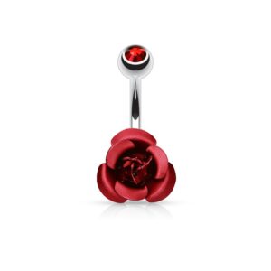 forbidden body jewelry belly button rings for women red rose belly ring surgical steel 14g