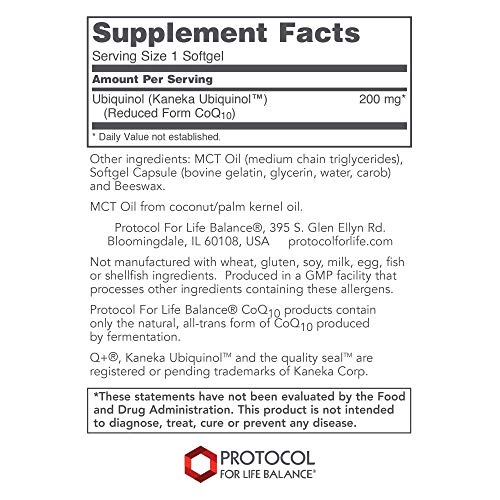 Protocol Ubiquinol CoQ10 200mg - Oxidative Stress Quencher, Cell Energy, Heart Health - 60 Softgels