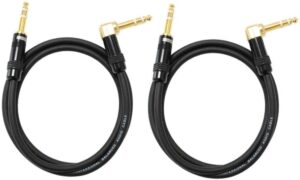 audio2000's c26006p2 microphone cable (2-pack), copper shield balanced cable, 1/4" trs right angle to trs connector, 6 feet length, gold platted connector, flexible ultra soft rubber jacket