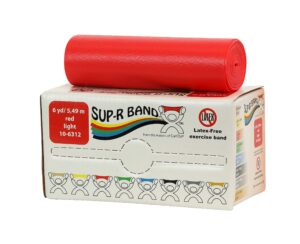 fei 10-6312 cando sup-r latex free exercise band, 6 yd roll, red, light