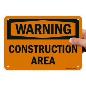 smartsign "warning - construction area" sign | 7" x 10" plastic