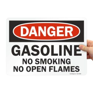 smartsign "danger - gasoline, no smoking no open flames" label | 10" x 14" laminated vinyl