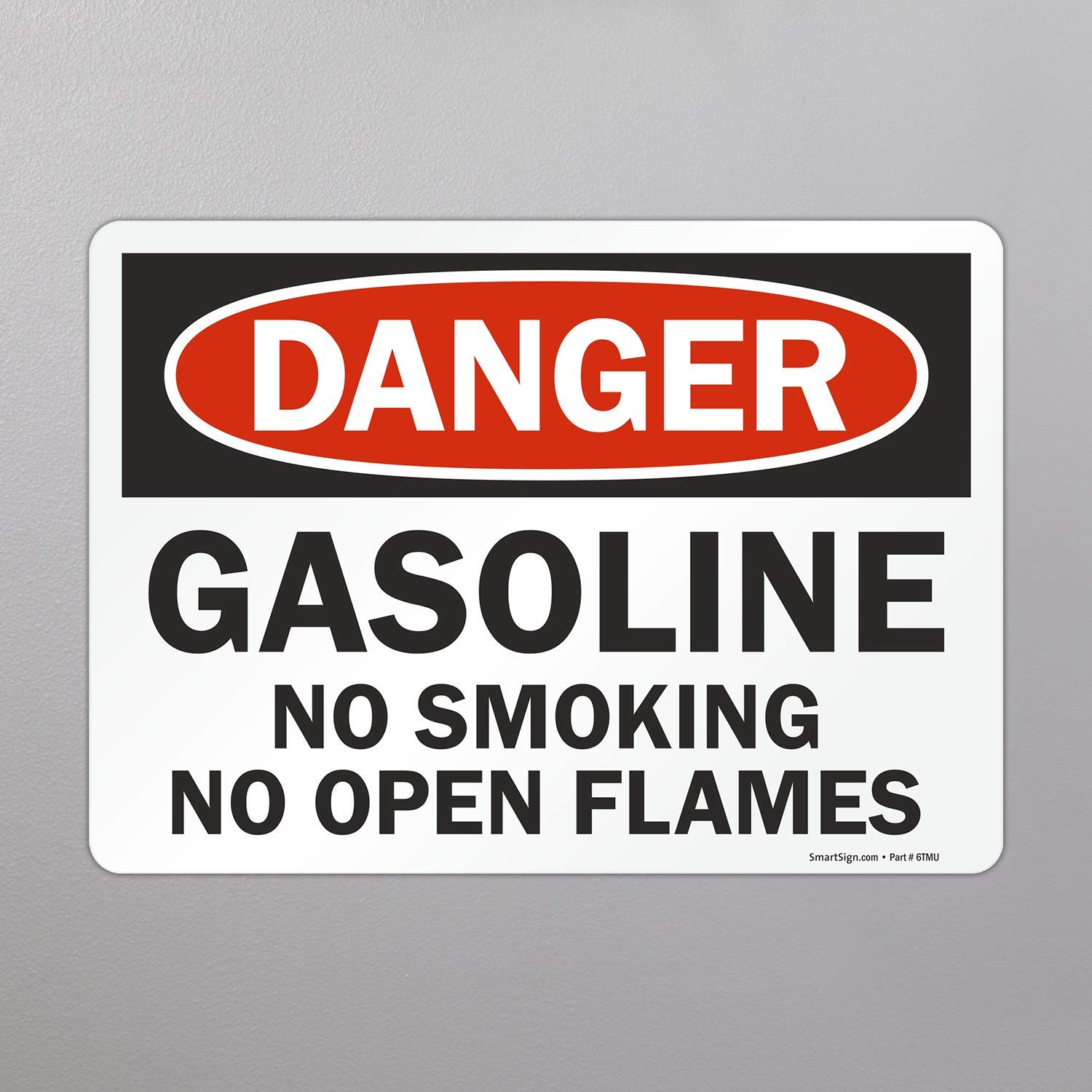 SmartSign "Danger - Gasoline, No Smoking No Open Flames" Label | 10" x 14" Laminated Vinyl