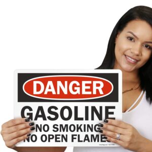 SmartSign "Danger - Gasoline, No Smoking No Open Flames" Label | 10" x 14" Laminated Vinyl