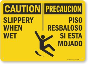 smartsign-u9-2087-np "caution - slippery when wet" bilingual sign | 10" x 14" plastic - black on yellow