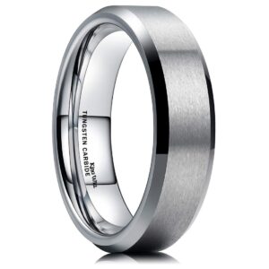 king will silver 6mm wedding band for men tungsten carbide ring comfort fit beveled edges 11