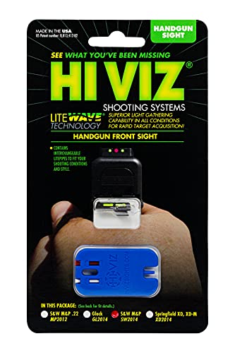 HIVIZ unisex adult Handgun HiViz SW2014 Interchangeable Style Front Sight for Smith Wesson M P Full Size, Green, Red, and White, One Size US