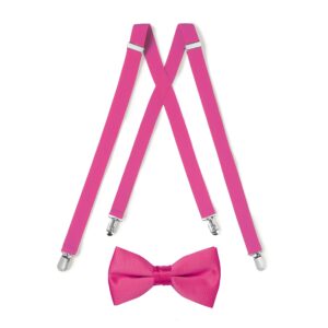 suspender & bow tie set (adult, fuchsia)