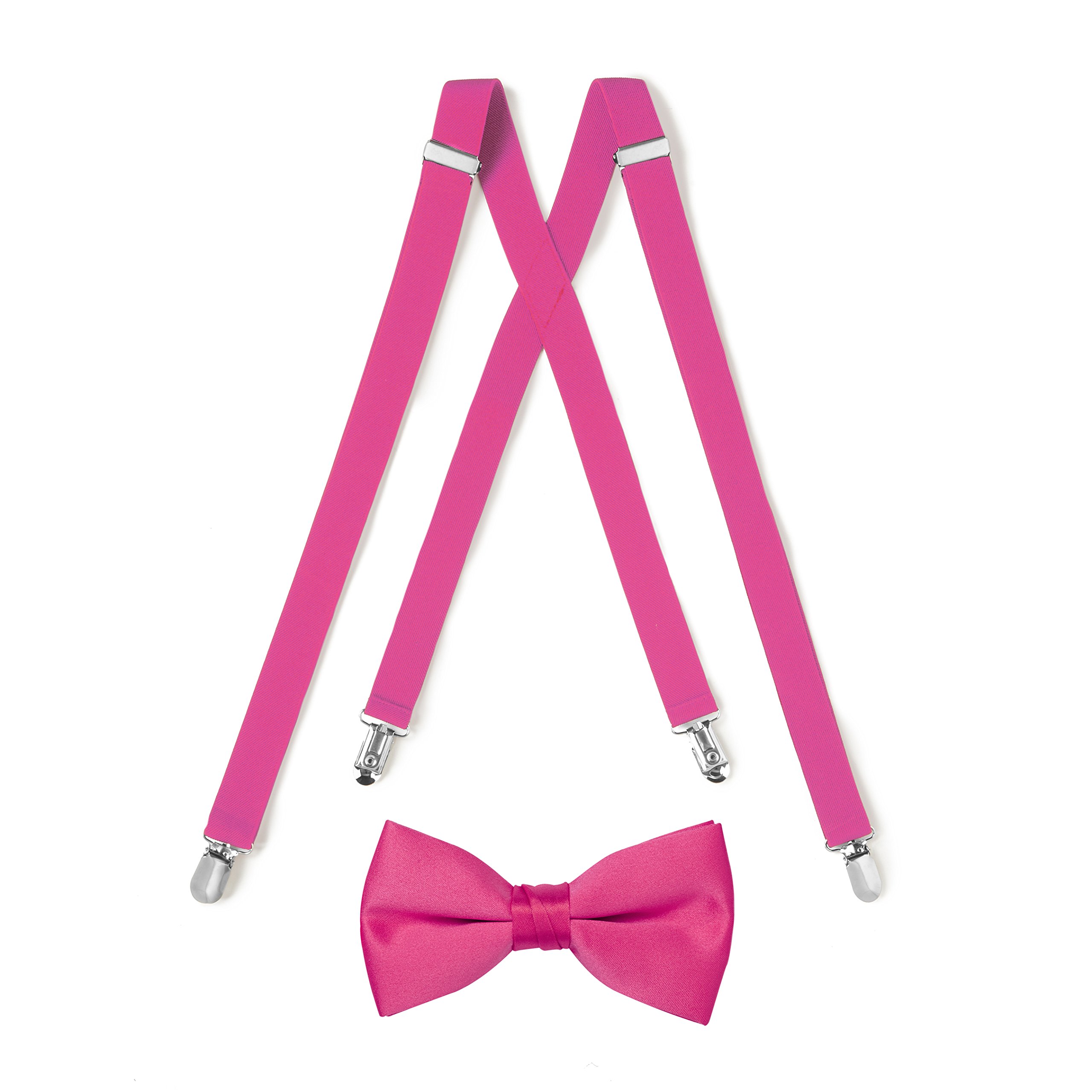 Suspender & Bow Tie Set (Adult, Fuchsia)