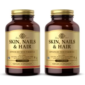 solgar skin, nails & hair - 120 tablets, pack of 2 - advanced msm formula - non gmo, vegan, gluten & dairy free - 120 total servings