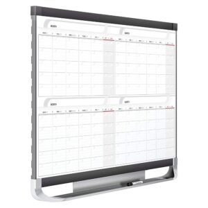 quartet dry erase calendar board, magnetic whiteboard planner, 4' x 3', 4 months, total erase surface, prestige 2 (4mcp43p2)