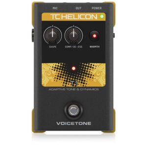 tc helicon voicetone t1 single-button stompbox for studio mastered vocal tone