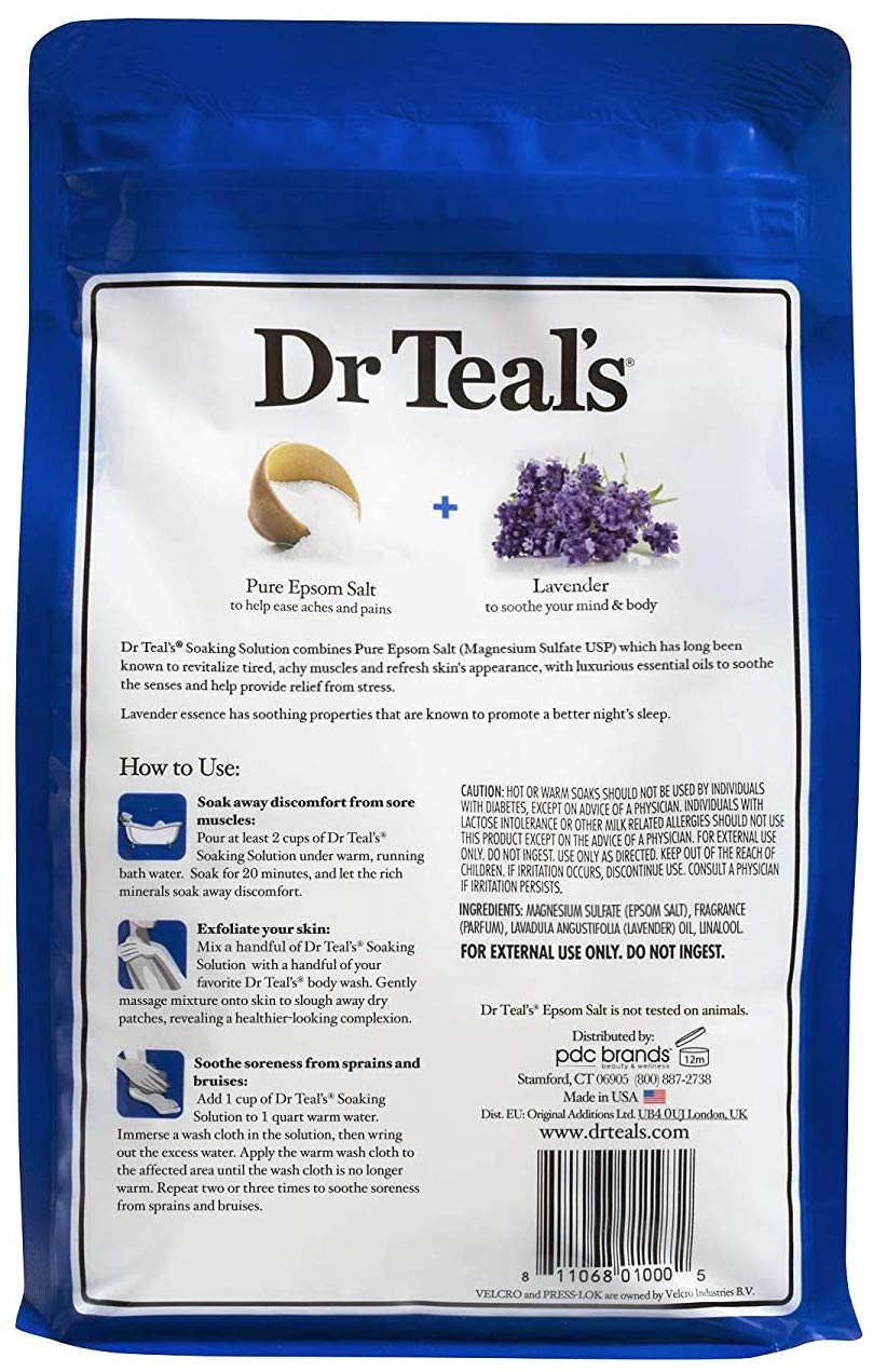 Dr Teal's Epsom Salt Bath Soaking Solution Gift Set (Eucalyptus and Lavender 2 Pack, 3lb Each) - Soothe and Sleep & Relax and Relief - Soothe Achy Muscles at Home - Pure Epsom Salts & Essential Oils