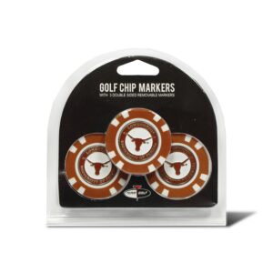 team golf ncaa texas longhorns 3 pack golf chip ball markers, poker chip size with pop out smaller double-sided enamel markers