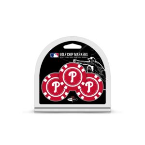 team golf mlb philadelphia phillies 3 pack golf chip ball markers, poker chip size with pop out smaller double-sided enamel markers