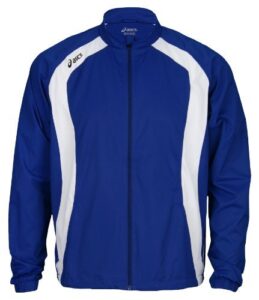 asics jr. caldera youth warm up jacket (large, royal/white)